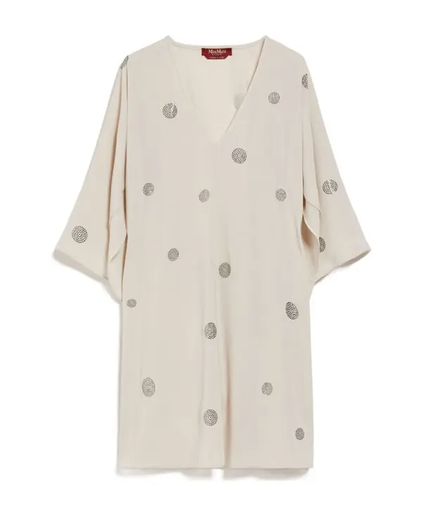 Max Mara Deep V-neck Blouse With Embroidered Dots - Nude