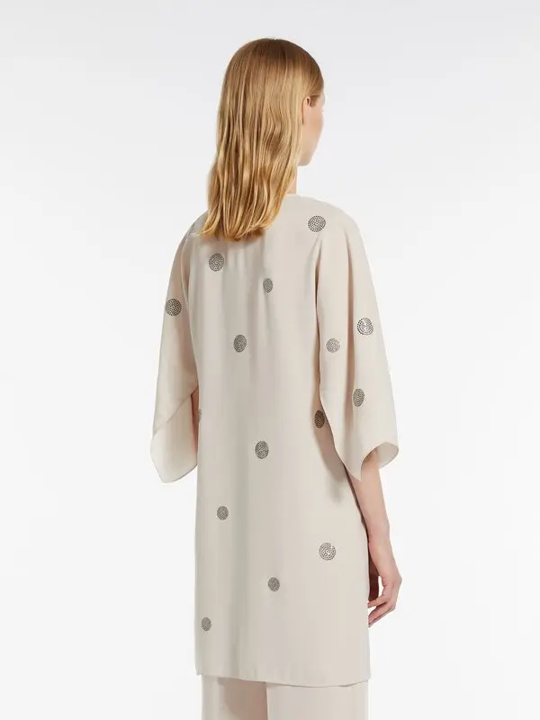 Max Mara Deep V-neck Blouse With Embroidered Dots