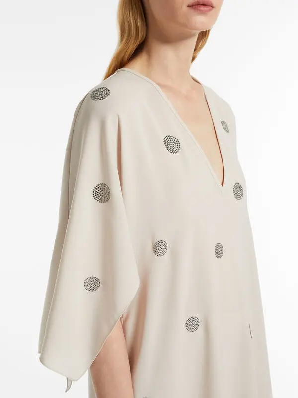 Max Mara Deep V-neck Blouse With Embroidered Dots