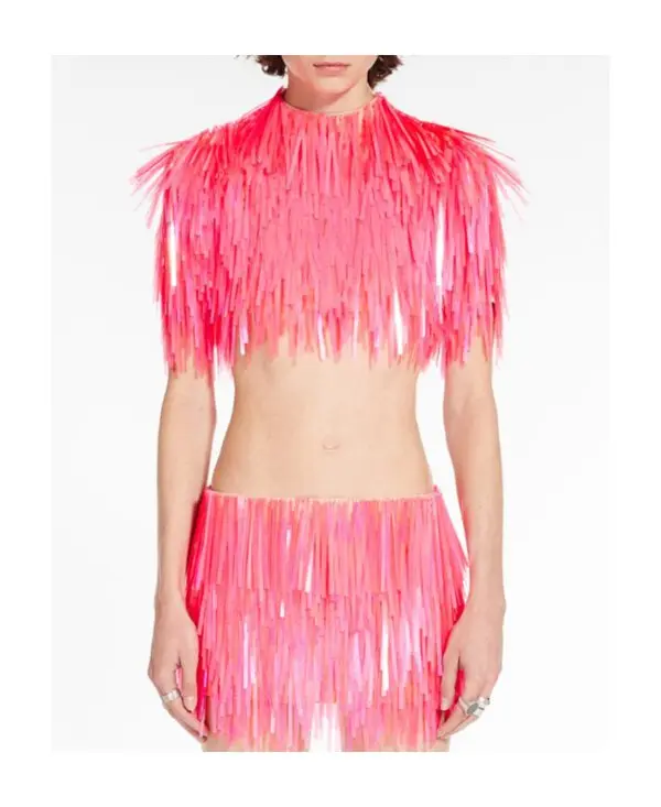 Sportmax Fringed Sequined Cropped Top