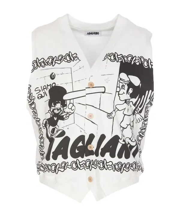 MAGLIANO Graphic Printed V-neck Vest - White