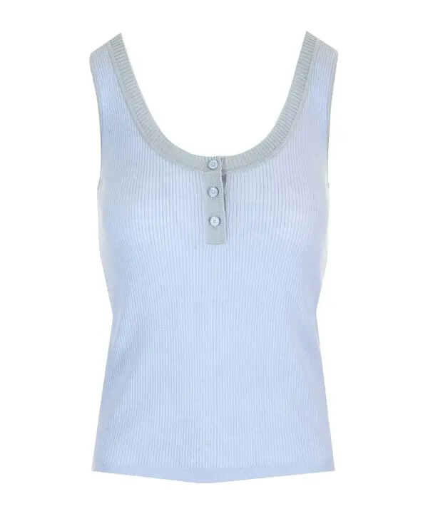 Chloé Ribbed Knit U-neck Tank Top With Button Detail