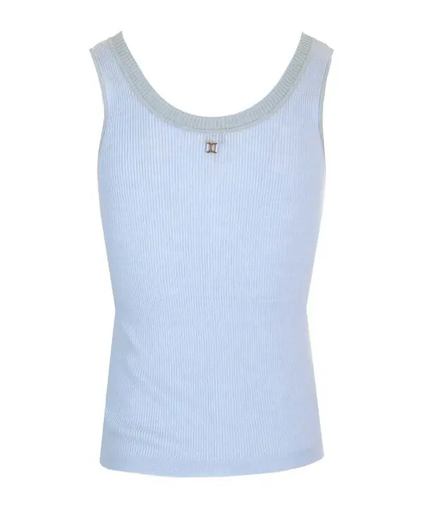Chloé Ribbed Knit U-neck Tank Top With Button Detail