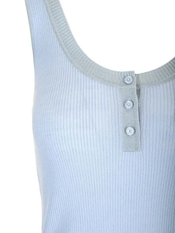 Chloé Ribbed Knit U-neck Tank Top With Button Detail