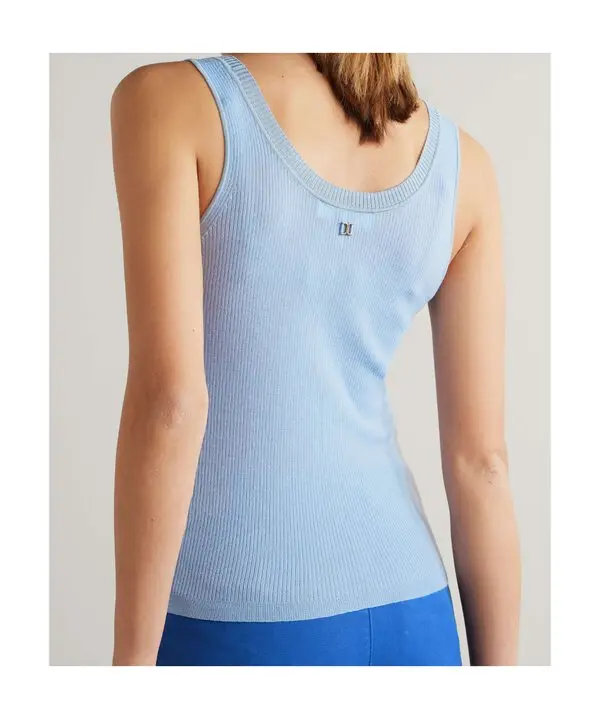 Chloé Ribbed Knit U-neck Tank Top With Button Detail