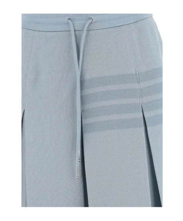 Thom Browne Pleated Skirt With Drawstring And Signature Stripes - No