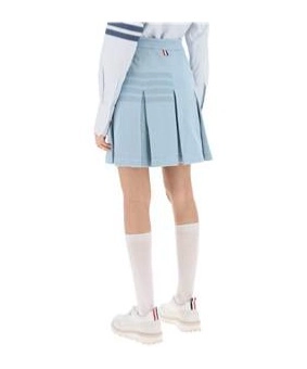 Thom Browne Pleated Skirt With Drawstring And Signature Stripes - No