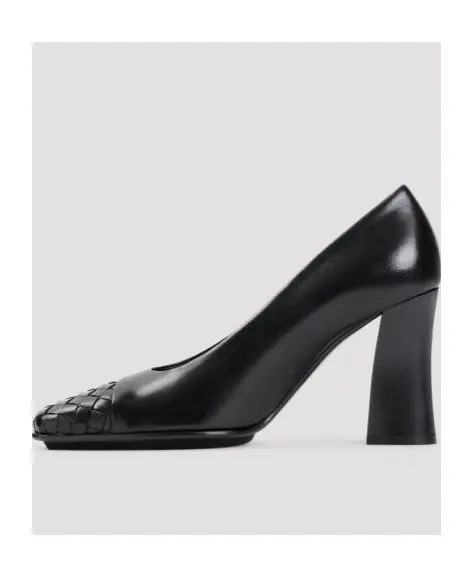 Bottega Veneta Woven Square Toe High Heel Pumps