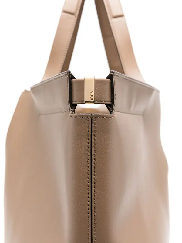 TOD'S Slit-detailed Top Handle Bag - Brown