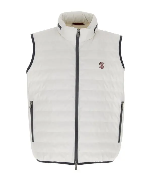 Brunello Cucinelli Quilted High Neck Gilet - White