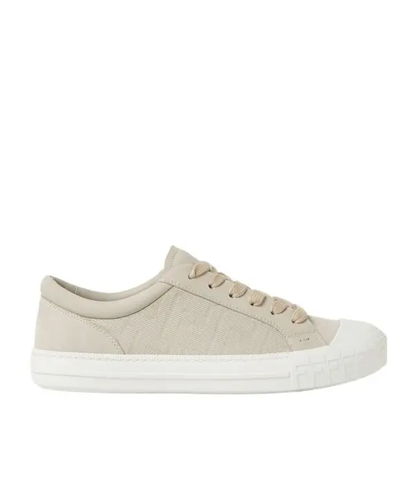 Fendi Lace-up Ff Motif Sneakers - White