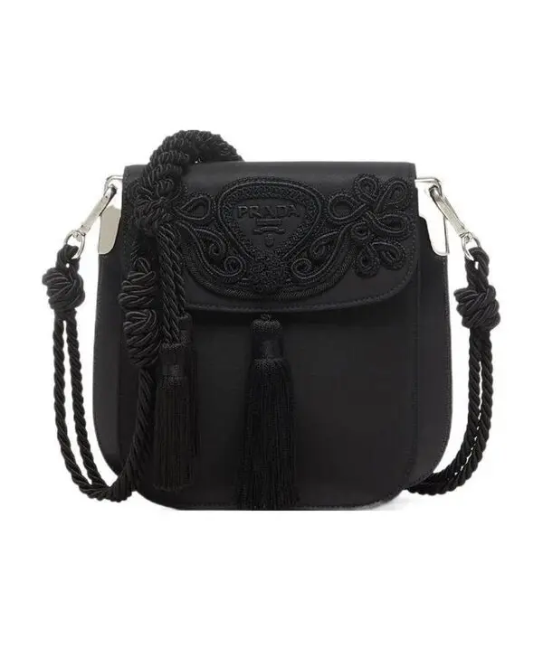 Prada Logo Embroidered Shoulder Bag