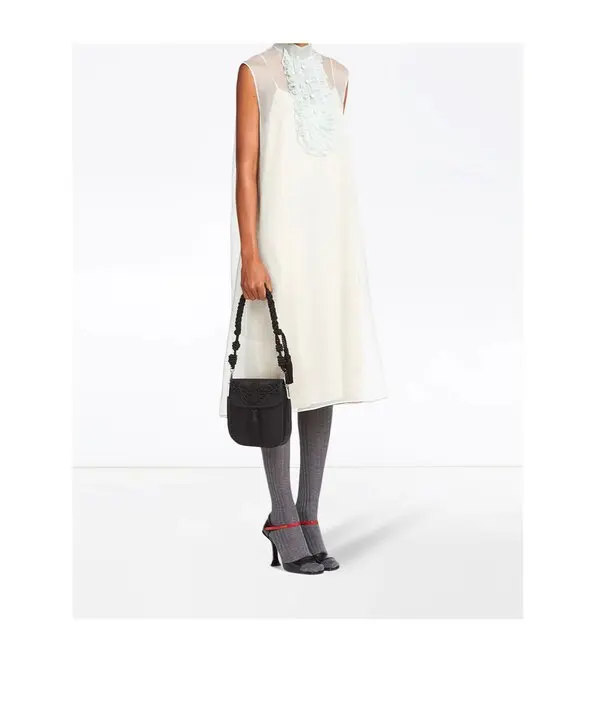 Prada Logo Embroidered Shoulder Bag