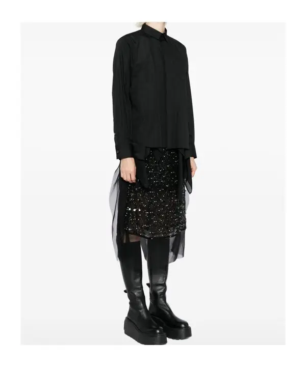Sacai Long Sleeve Shirt With Lapels And Pockets