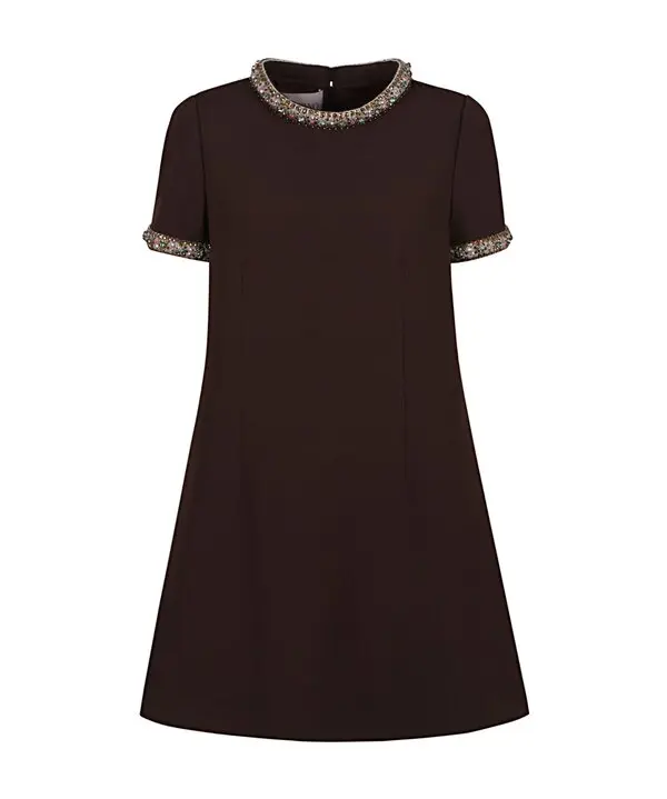 Valentino Garavani Embellished Crewneck Short-sleeved Mini Dress - No