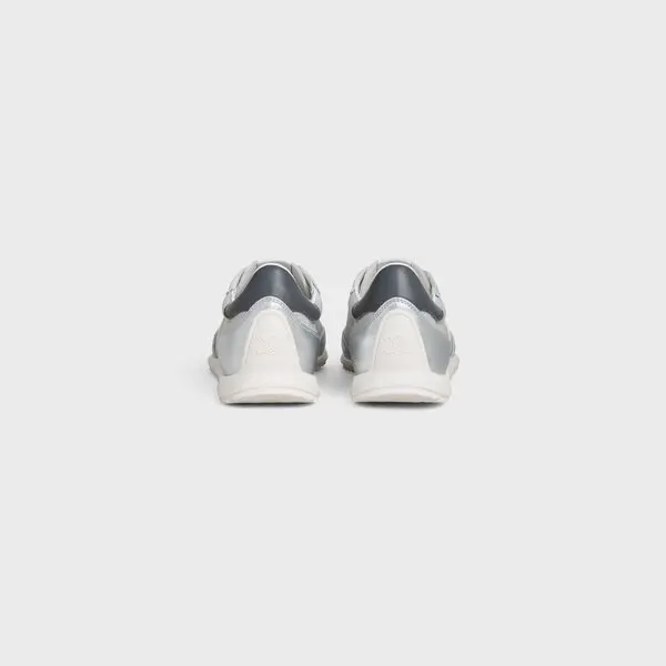 Celine Racer Sneakers In Nylon, Laminated Calfskin, And Calfskin - Light Gray/silver