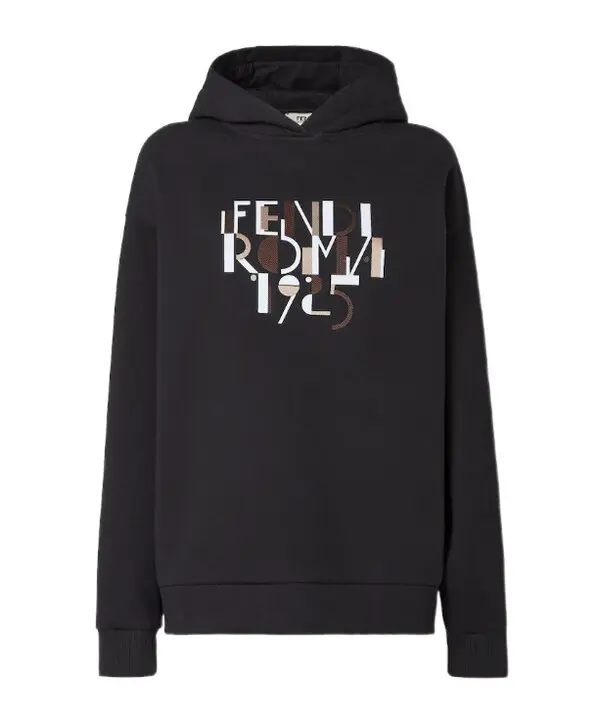 Fendi Roma Logo Printed Cotton Hoodie