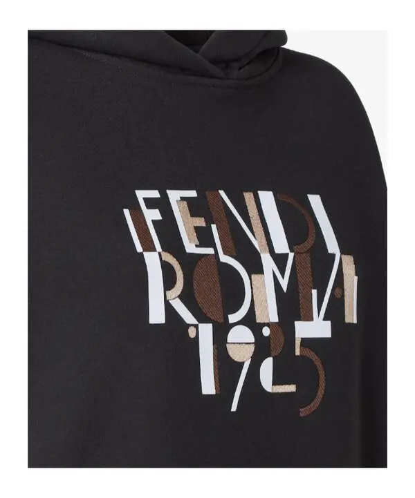 Fendi Roma Logo Printed Cotton Hoodie