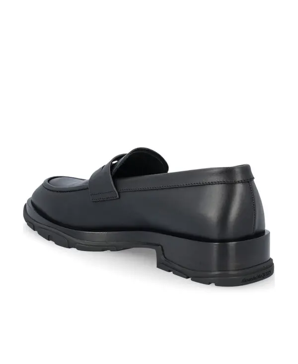 Alexander McQueen Slip-on Loafers With Round Toe And Rubber Flat Bottom - Black