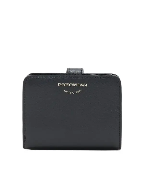 Emporio Armani Logo Printed Compact Wallet - Black