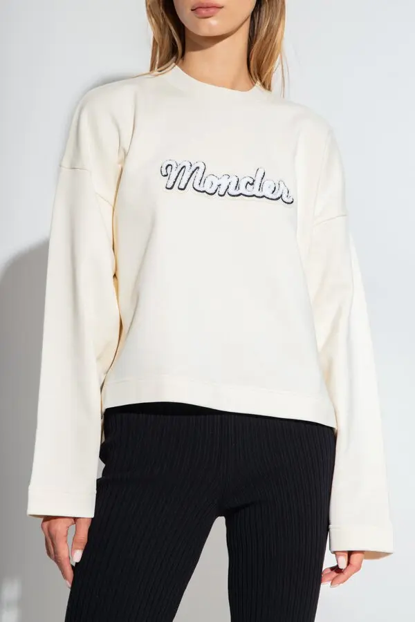 Moncler Logo Printed Crewneck Sweatshirt - White