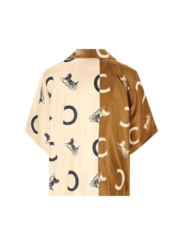 Celine Silk Twill Pyjama Shirt With Graphic Detail