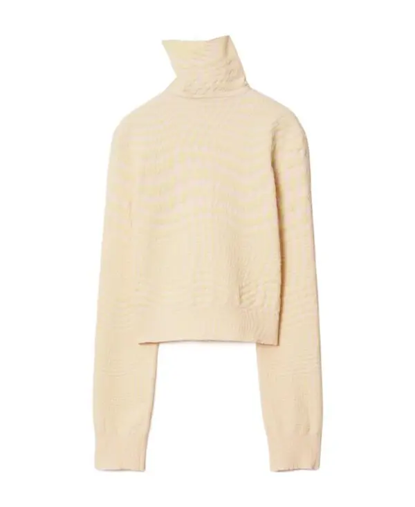 Burberry High-neck Warped Houndstooth Jacquard Jumper