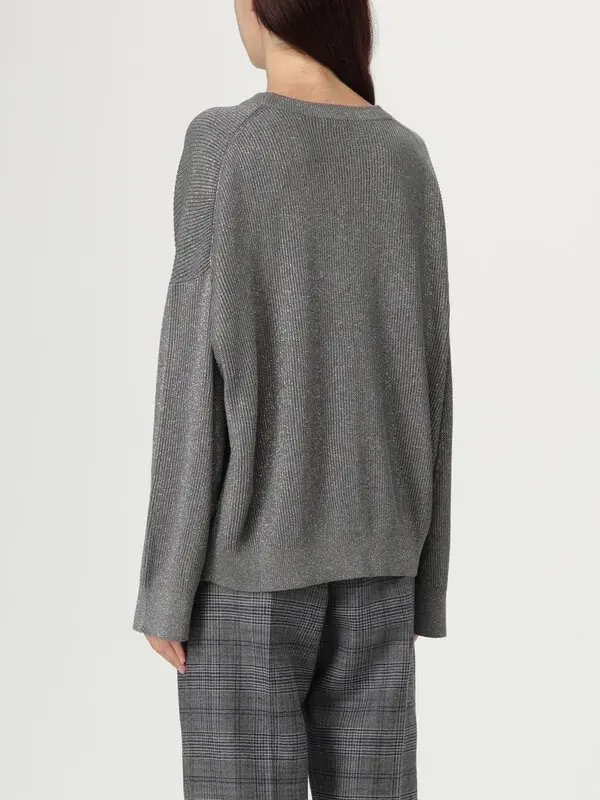 Brunello Cucinelli Long-sleeved Crewneck Jumper With Ribbed Details - Black