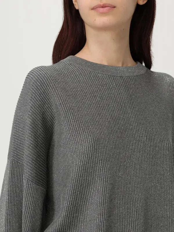 Brunello Cucinelli Long-sleeved Crewneck Jumper With Ribbed Details - Black