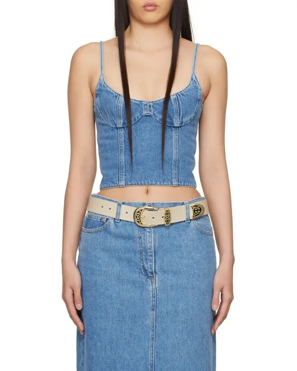 Magda Butrym Cropped Denim Corset Tank Top