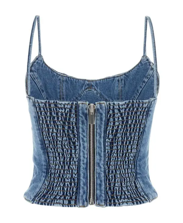 Magda Butrym Cropped Denim Corset Tank Top
