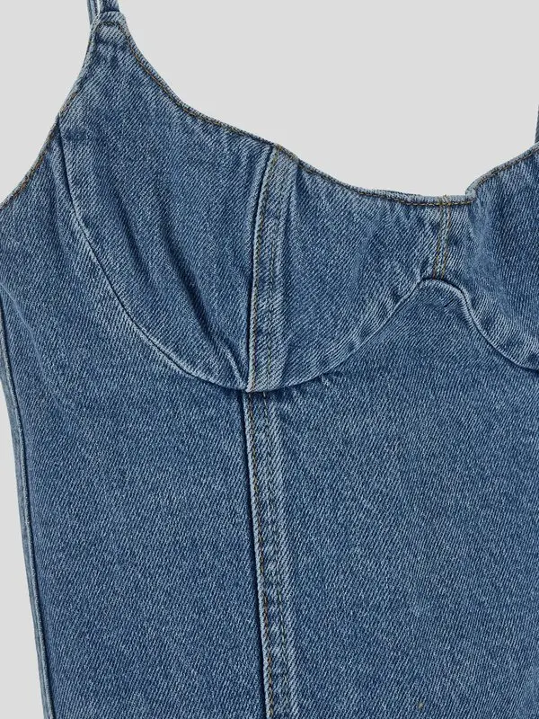 Magda Butrym Cropped Denim Corset Tank Top