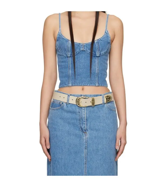Magda Butrym Cropped Denim Corset Tank Top