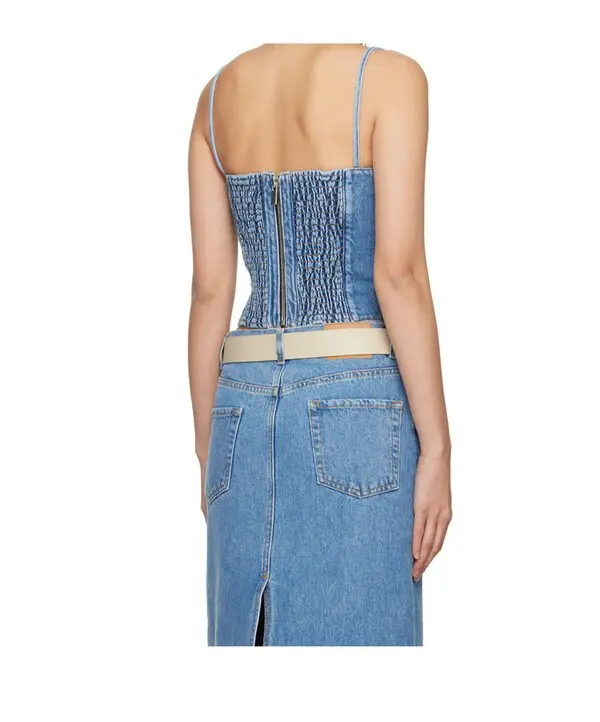 Magda Butrym Cropped Denim Corset Tank Top