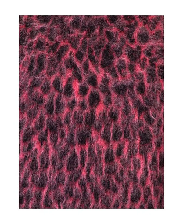 Saint Laurent Leopard Knit Cardigan - Red