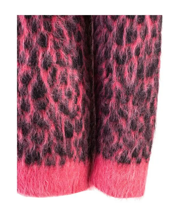 Saint Laurent Leopard Knit Cardigan - Red
