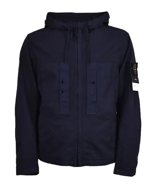 Stone Island Drawstring Hooded Jacket - Blue