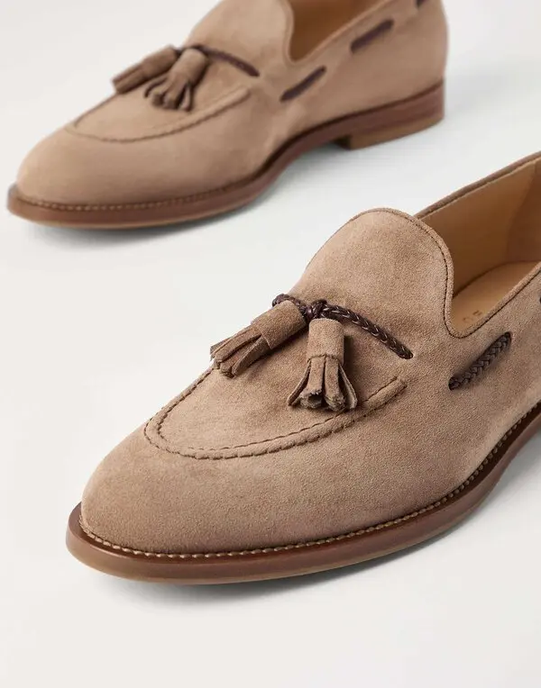 Brunello Cucinelli Tassel Detailed Slip-on Loafers - Hazelnut