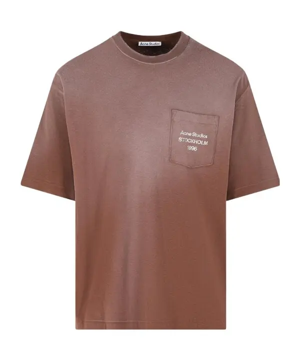 Acne Studios Logo-printed Distressed Cotton T-shirt - Brown