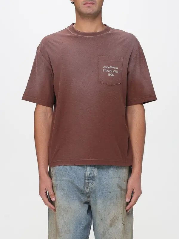 Acne Studios Logo-printed Distressed Cotton T-shirt - Brown