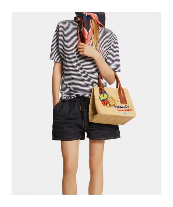 Dsquared2 Striped Crewneck T-shirt With Embroidered Lettering