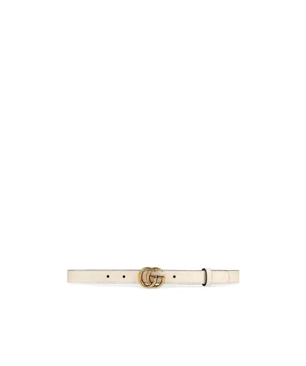 Gucci Double G Buckle Leather Belt - White