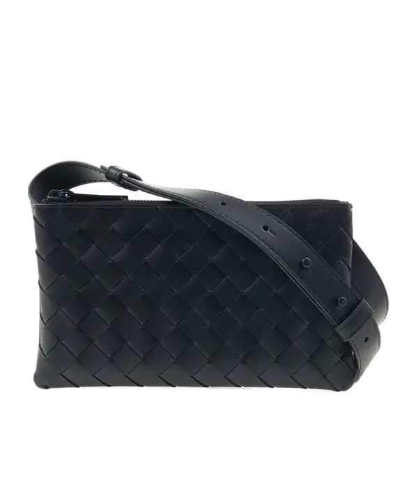 Bottega Veneta Woven Zippered Shoulder Bag - Black