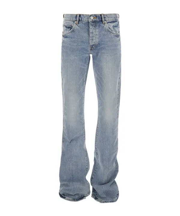 PURPLE BRAND Belt-loop Jeans With Distressed Finish - Light Blue