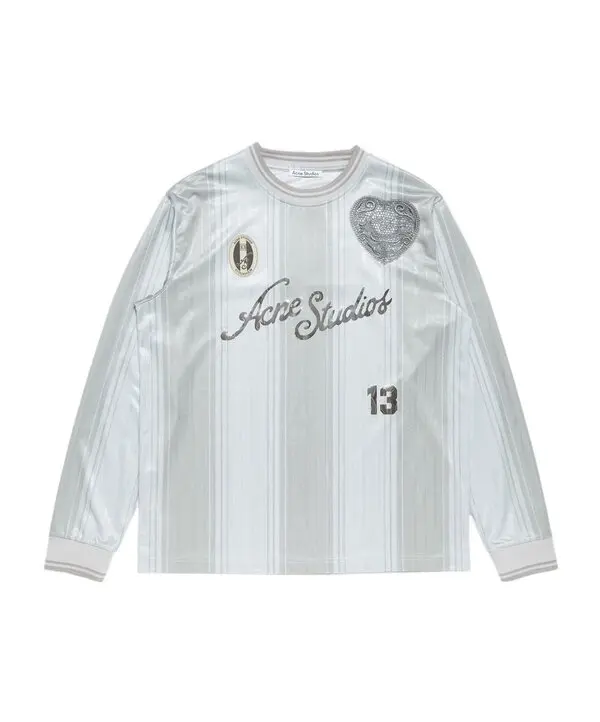 Acne Studios Heart Applique Striped T-shirt - Grey