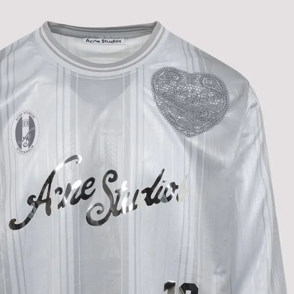 Acne Studios Heart Applique Striped T-shirt - Grey