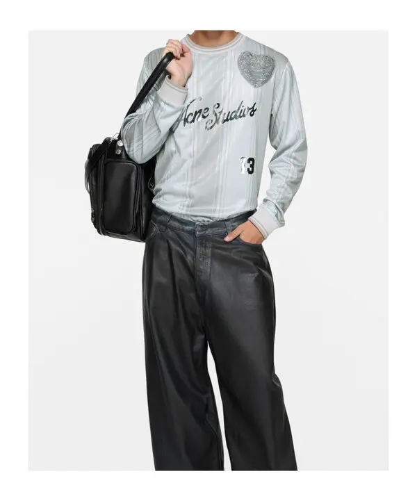 Acne Studios Heart Applique Striped T-shirt - Grey