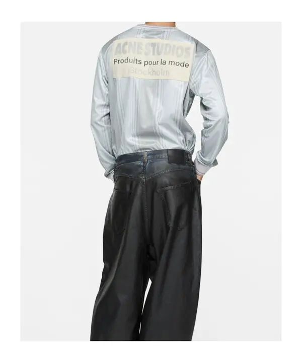 Acne Studios Heart Applique Striped T-shirt - Grey