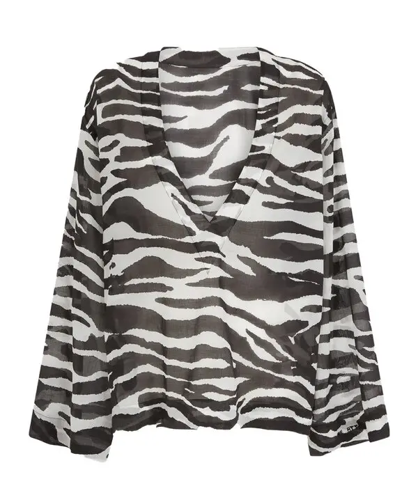 Attico Zebra Print V-neck Blouse - Black