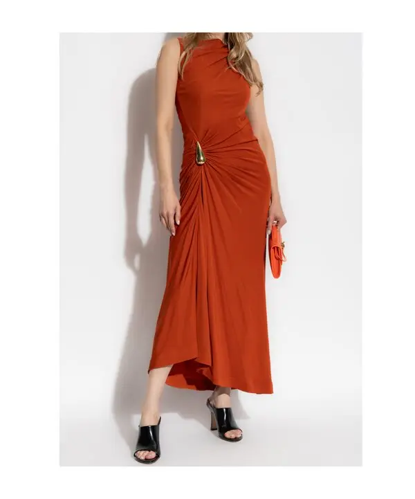 Bottega Veneta Sleeveless Draped Maxi Dress With Asymmetrical Ruffles
